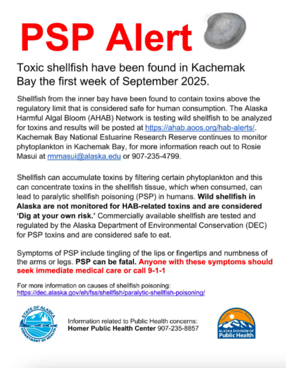 State issues alert for toxic shellfish found in Kachemak Bay ...
